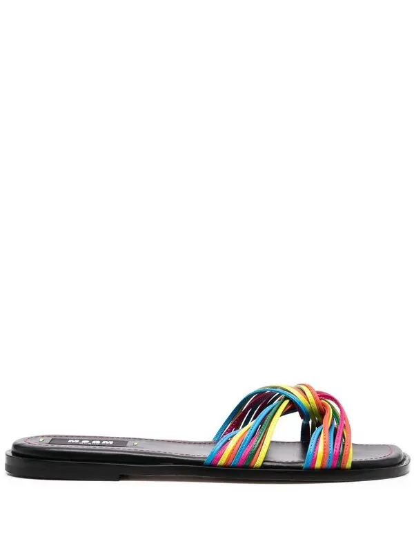 MSGM Multi-straps Leather Slippers