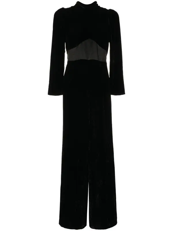 Rixo Velvet Long-sleeve Jumpsuit