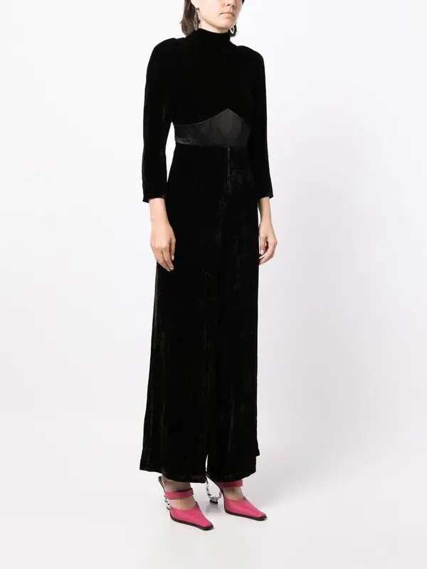Rixo Velvet Long-sleeve Jumpsuit