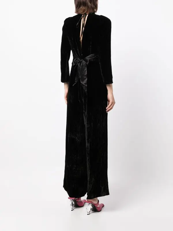 Rixo Velvet Long-sleeve Jumpsuit