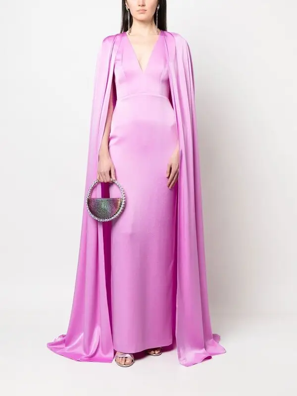 Alex Perry V-neck Cape Gown