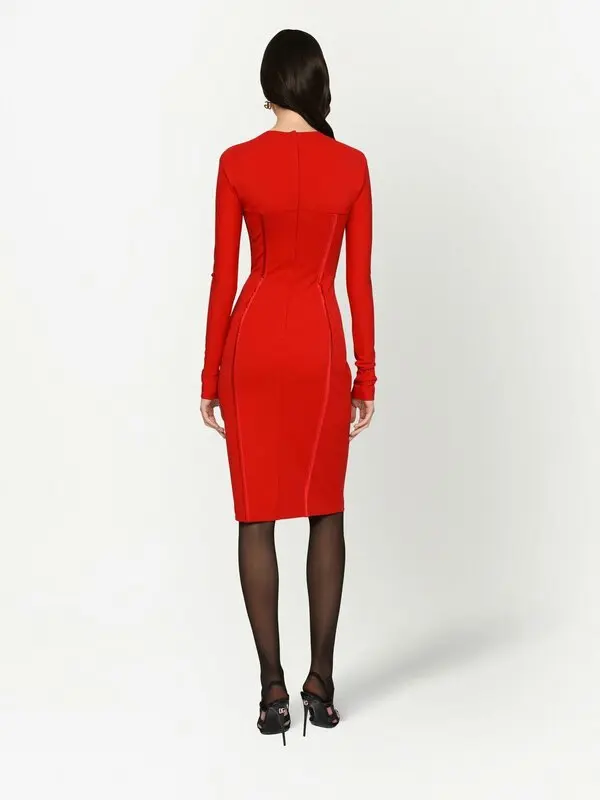 knee length dresses for ladies Laney Trendy Square Long Sleeves Corset Long Satin Bridesmaid Dresses, Burnt Orange