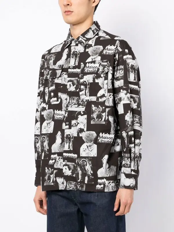 Maison Kitsuné Graphic-print Cotton Shirt