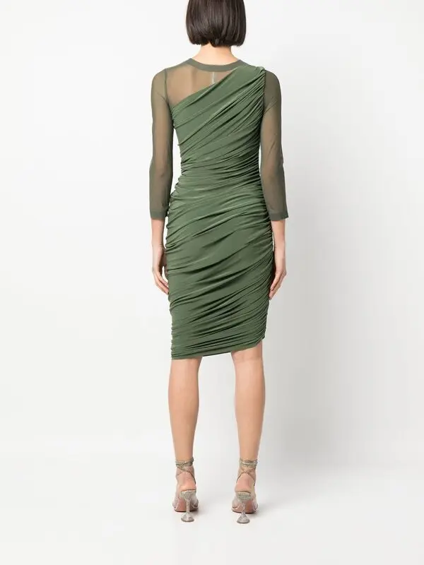 Norma Kamali Diana Sheer-sleeved Ruched Dress
