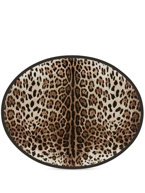 Dolce & Gabbana Porcelain Leopard-print Platter - Brown
