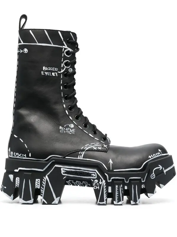 Balenciaga Bulldozer Lace-Up Boots - Black | Editorialist