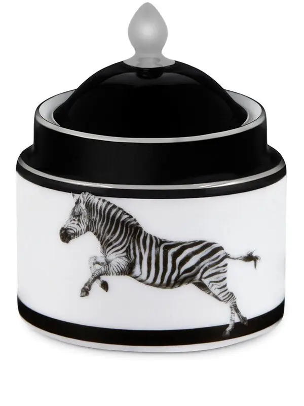 Dolce & Gabbana Zebra-print Porcelain Sugar Bowl - White