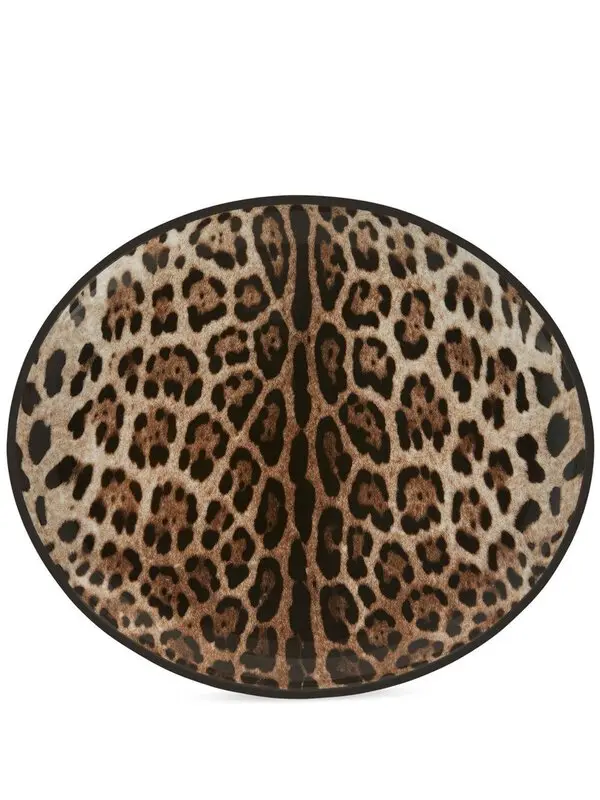 Dolce & Gabbana Porcelain Leopard-print Platter - Brown