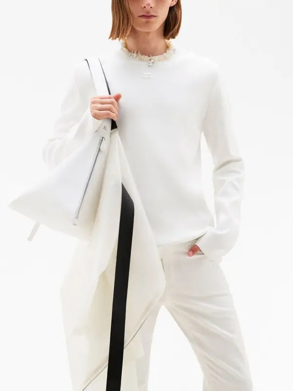 COURREGES Logo-patch Buttoned Sweater - White