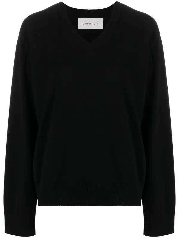 ARMARIUM V-neck Knitted Jumper - Black