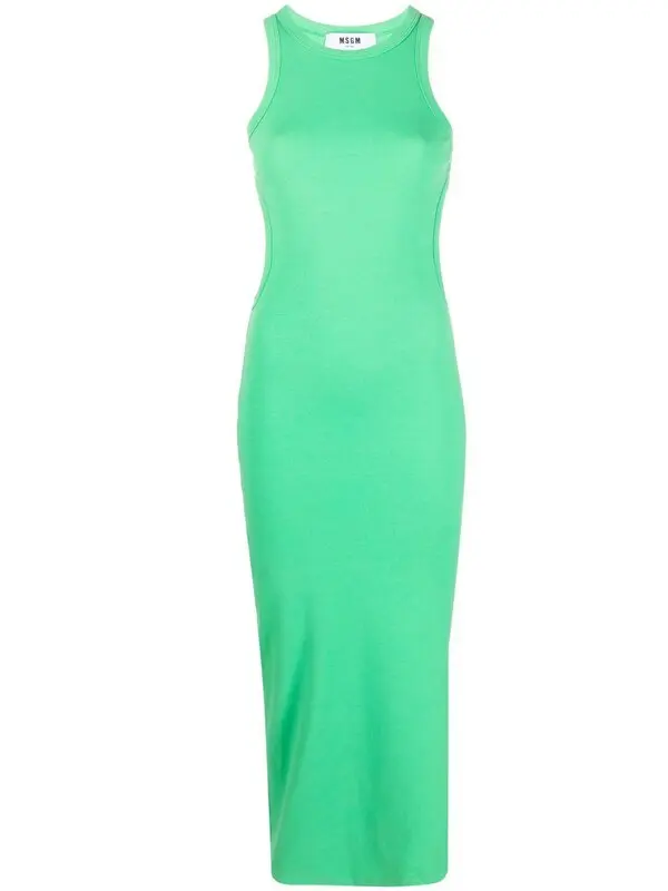 msgm green dress Msgm Ribbed Sleeveless Maxi Dress In Green - 46% Off