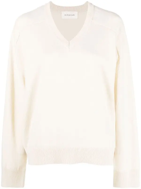 ARMARIUM V-neck Knitted Jumper - White