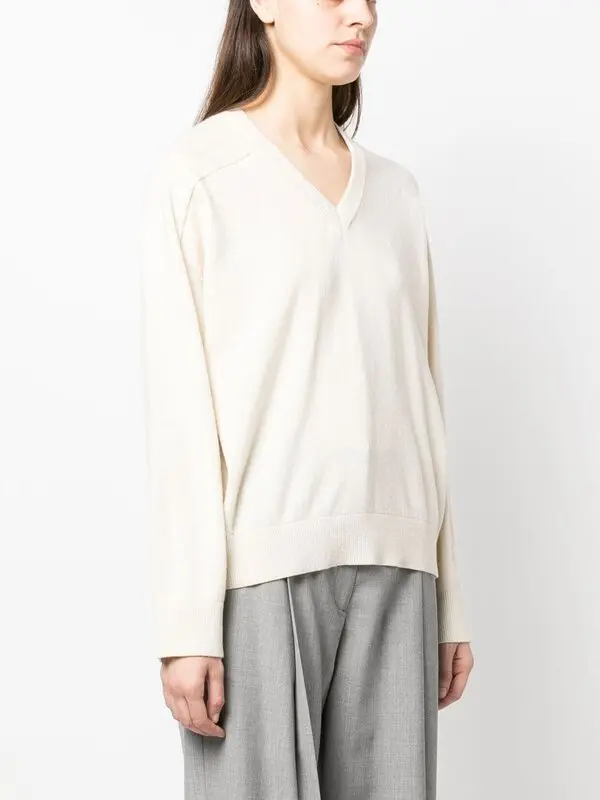 ARMARIUM V-neck Knitted Jumper - White