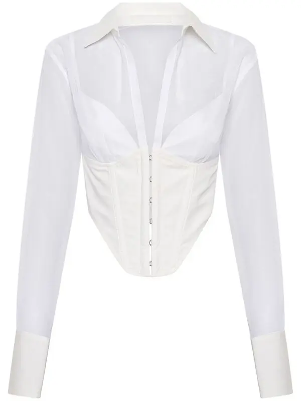 DION LEE Grid Sheer Corset Shirt