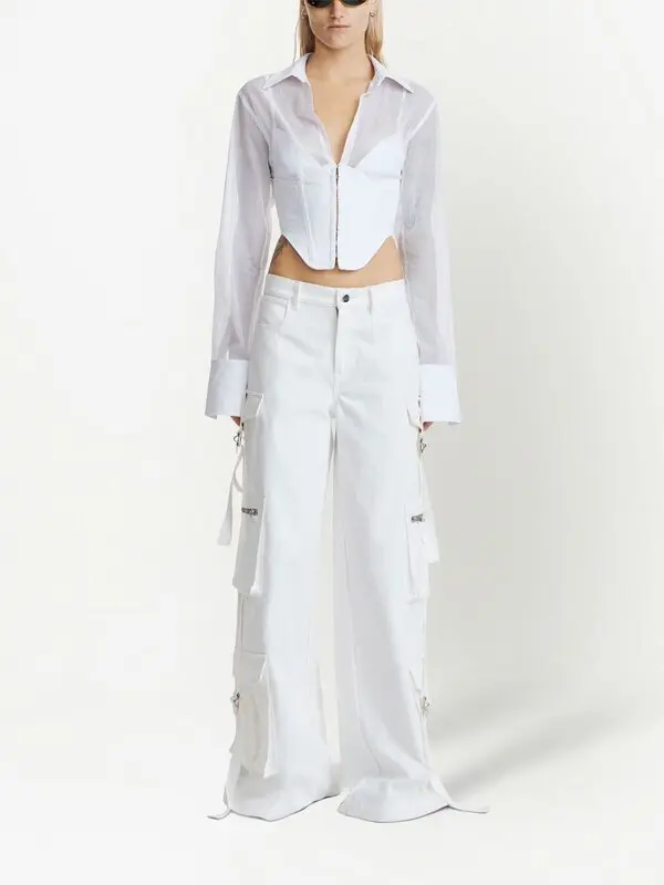 DION LEE Grid Sheer Corset Shirt