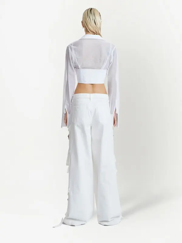 DION LEE Grid Sheer Corset Shirt