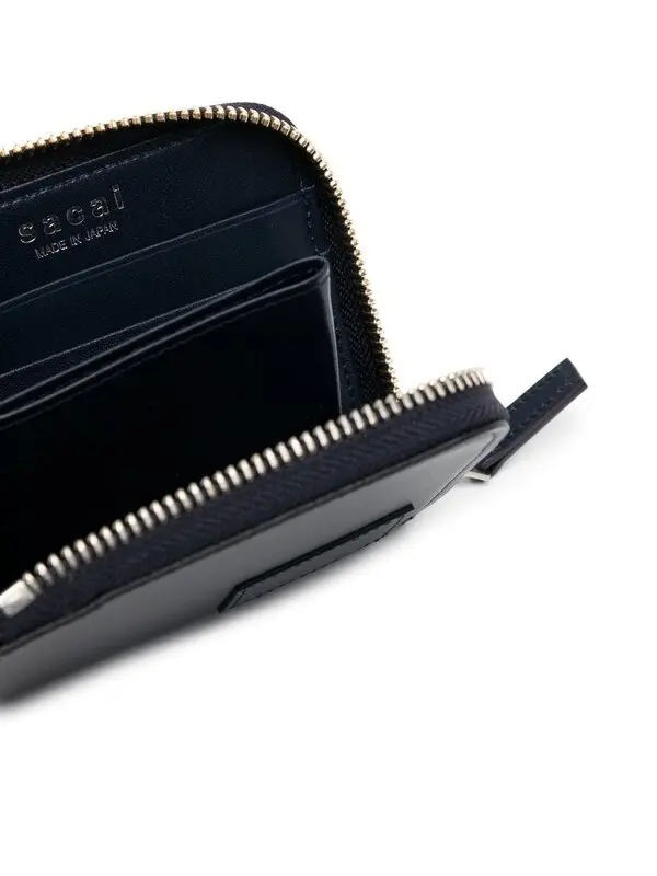 折り財布 sacai SHORT ZIP WALLET NAVY 19AW Sacai Zip Around Leather Wallet - Blue | Editorialist