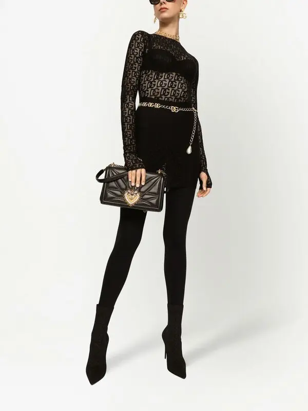 Dolce & Gabbana Dg-logo Tulle Mini Dress