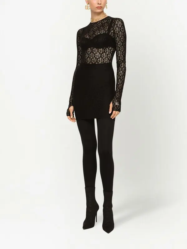 Dolce & Gabbana Dg-logo Tulle Mini Dress