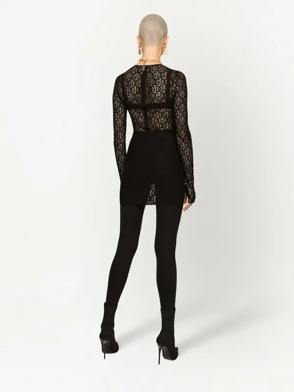 Dolce & Gabbana Dg-logo Tulle Mini Dress