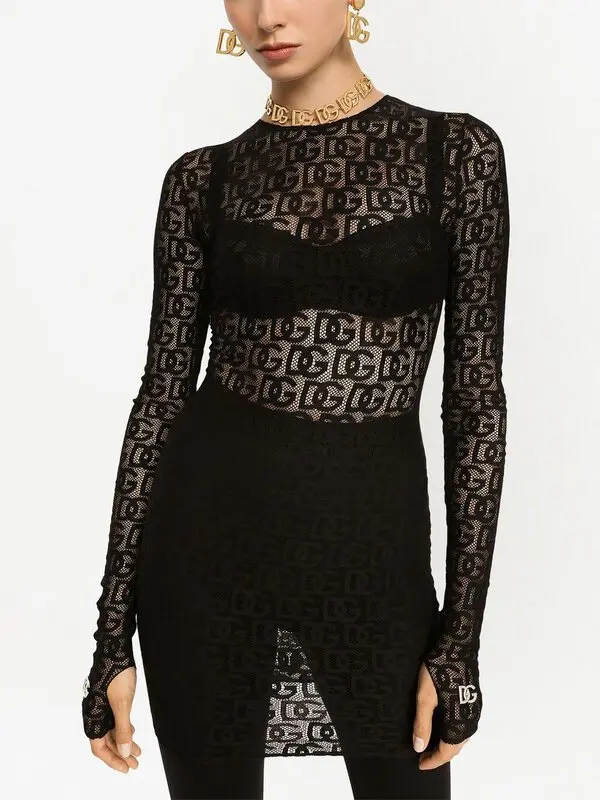 Dolce & Gabbana Dg-logo Tulle Mini Dress