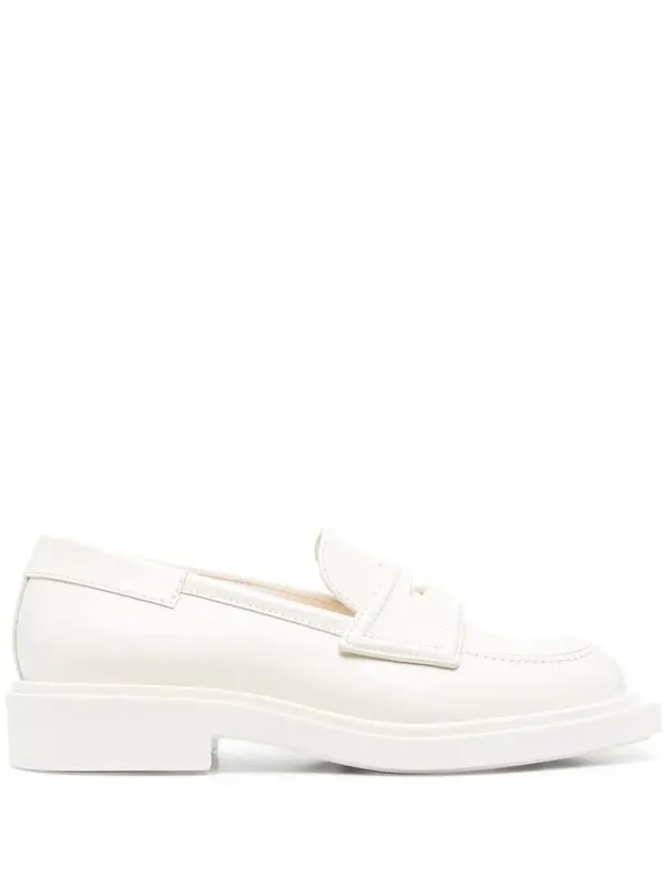 3JUIN Tonal Leather Loafers - White