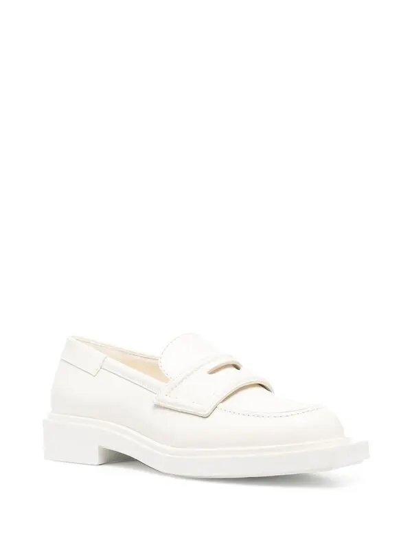 3JUIN Tonal Leather Loafers - White