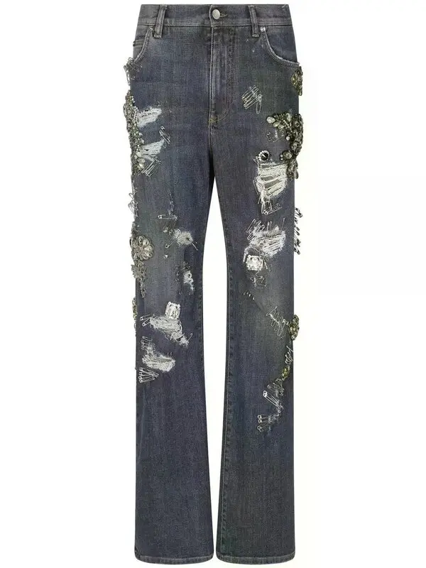 Dolce & Gabbana Distressed Straight-leg Jeans