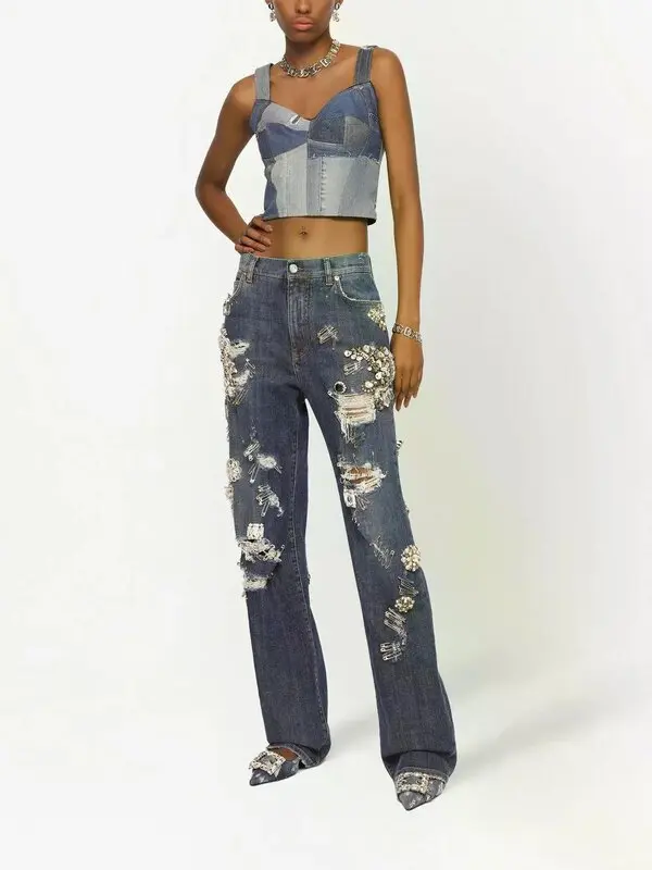 Dolce & Gabbana Distressed Straight-leg Jeans