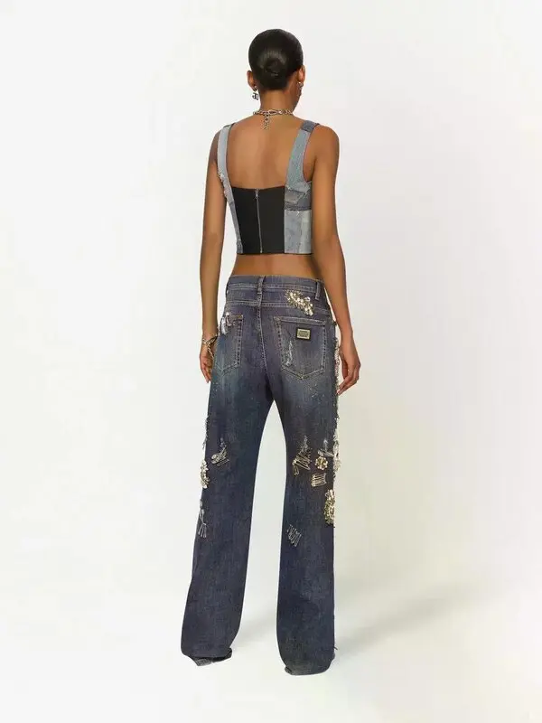 Dolce & Gabbana Distressed Straight-leg Jeans