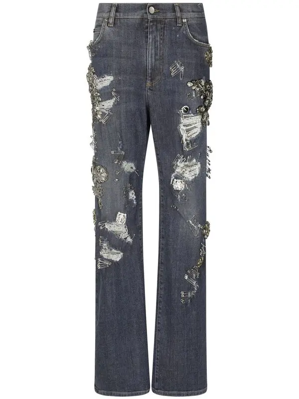 Dolce & Gabbana Distressed Straight-leg Jeans