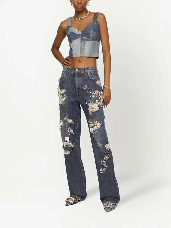 Dolce & Gabbana Distressed Straight-leg Jeans