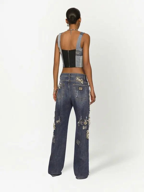 Dolce & Gabbana Distressed Straight-leg Jeans