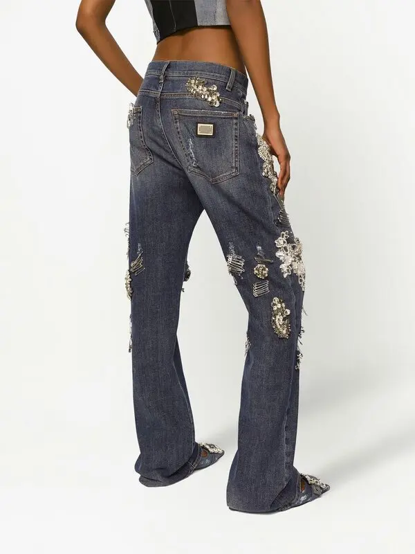 Dolce & Gabbana Distressed Straight-leg Jeans