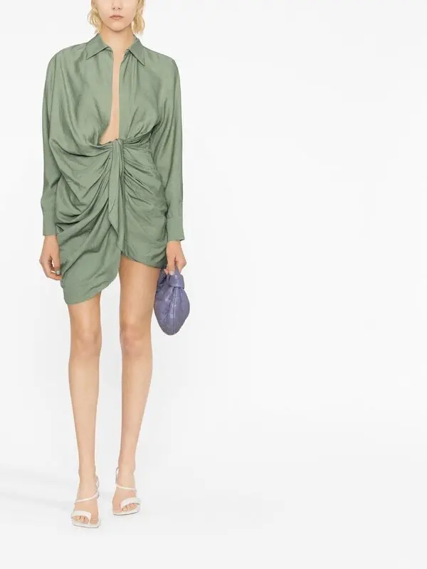 jacquemus bahia dress green La Robe Draped Shirtdress In - 52% Off ClothingOccasionLabel: Party