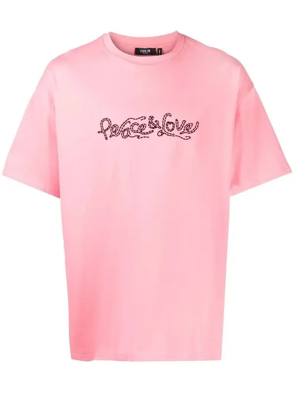 FIVE CM Embroidered-slogan Short-sleeve T-shirt