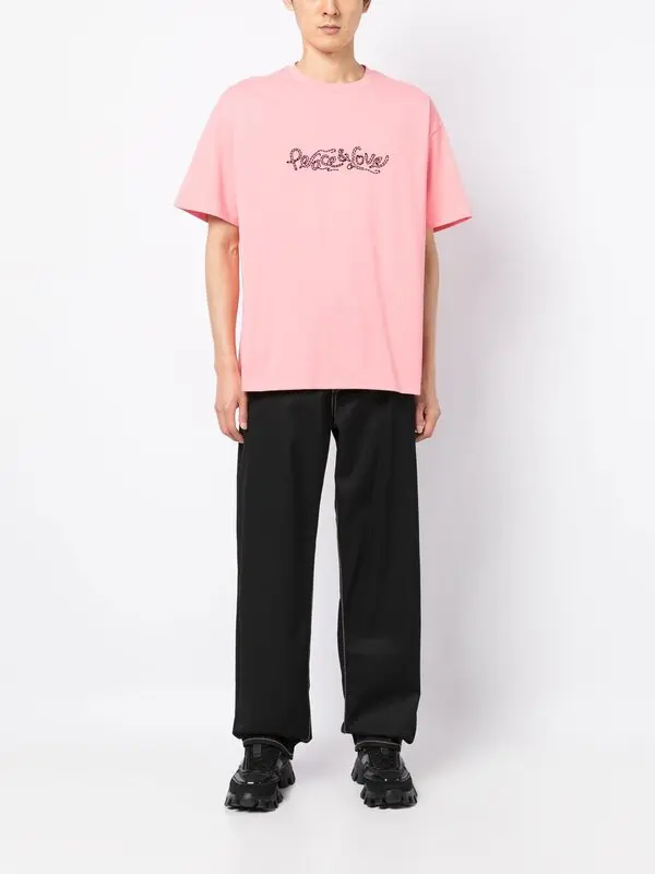 FIVE CM Embroidered-slogan Short-sleeve T-shirt