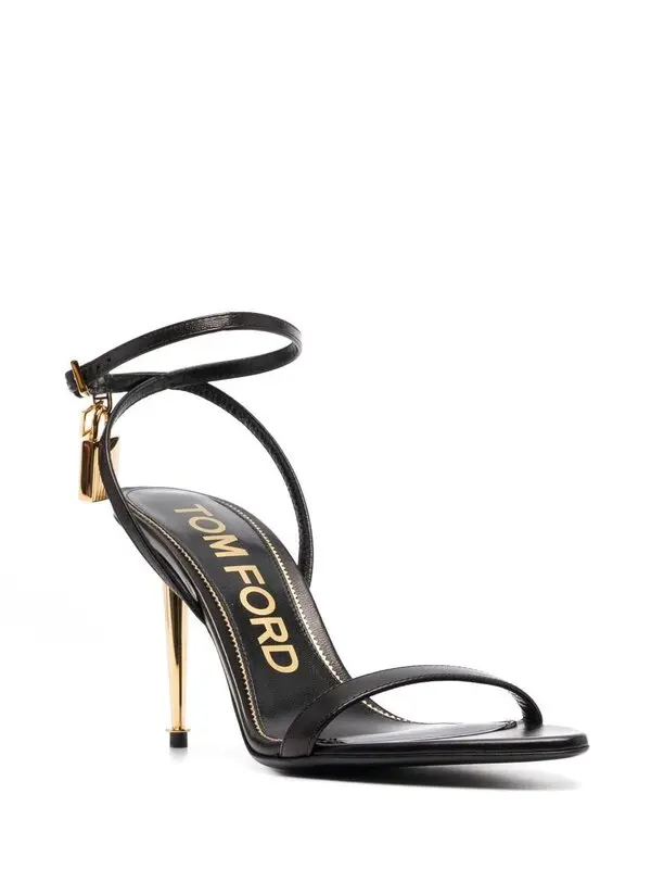 TOM FORD Padlock Leather Sandals - Black