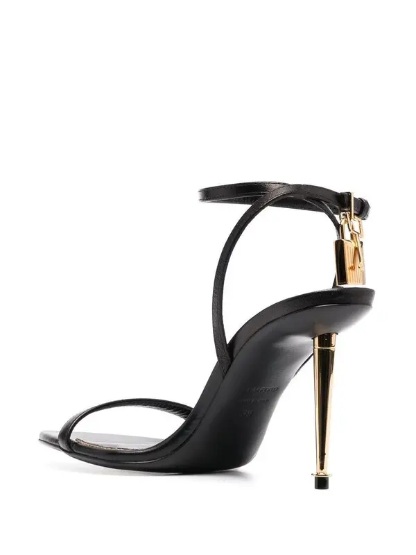 TOM FORD Padlock Leather Sandals - Black