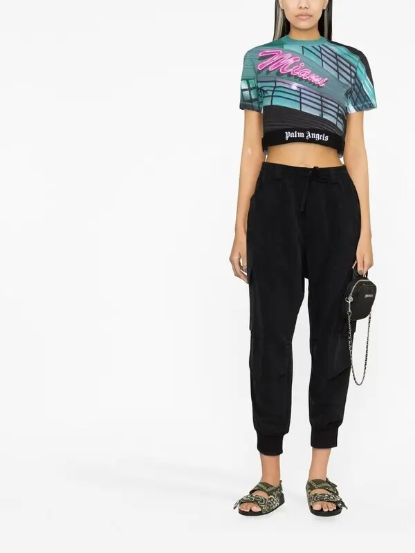 Palm Angels Miami Print Crop T-shirt