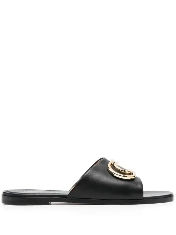 Off-White Paperclip Leather Sandals - Black