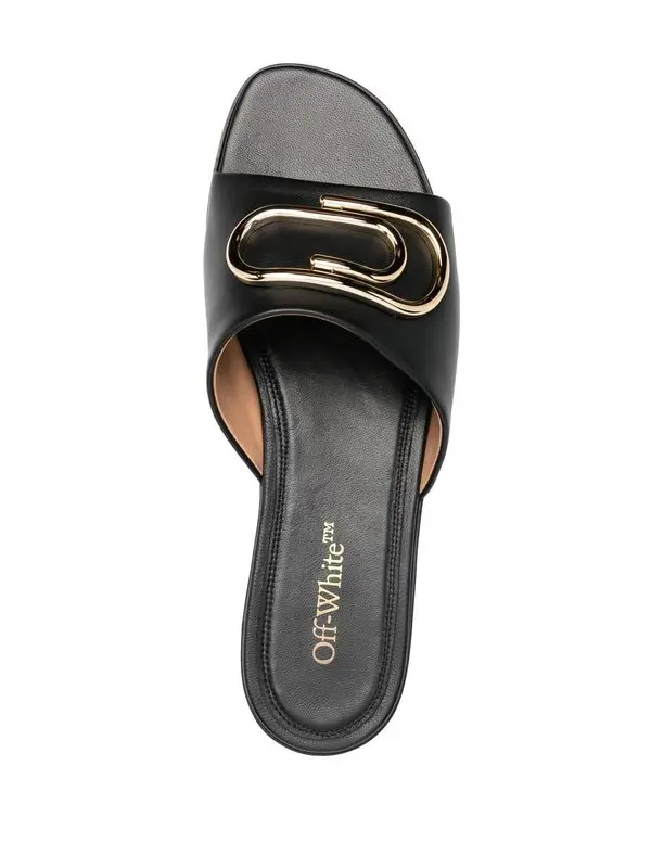 Off-White Paperclip Leather Sandals - Black