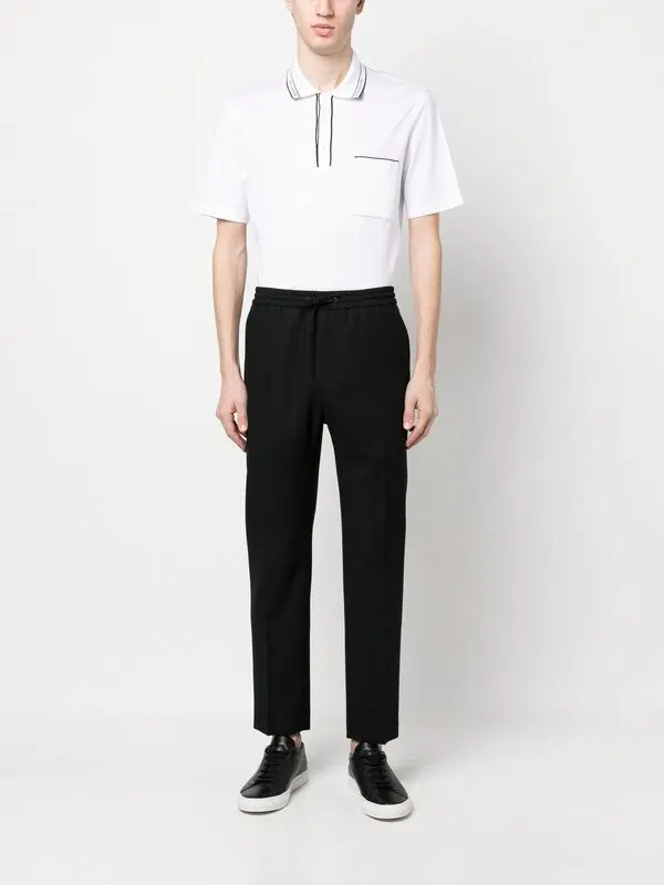 Calvin Klein Drawstring-waist Straight-leg Trousers - Black