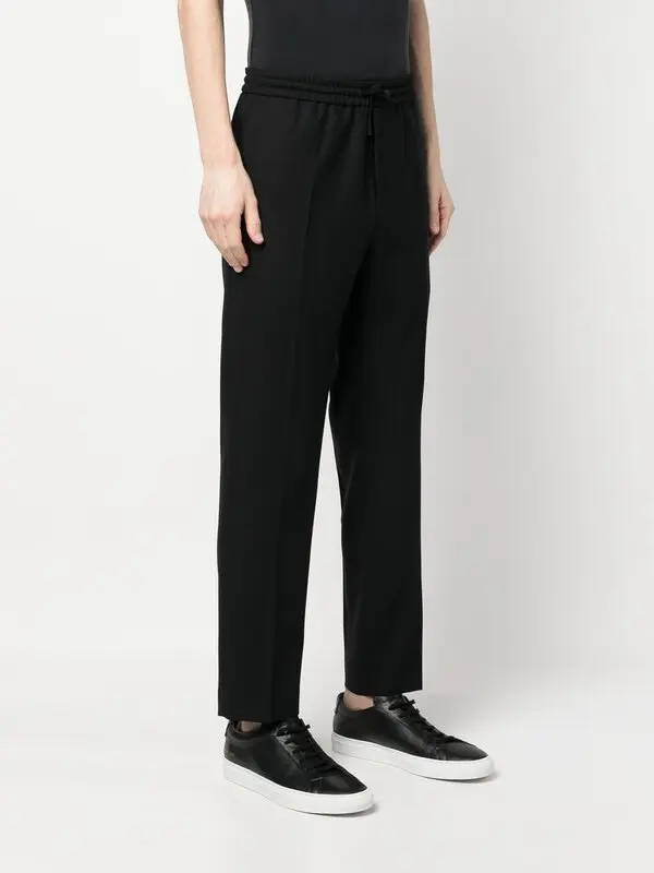 Calvin Klein Drawstring-waist Straight-leg Trousers - Black