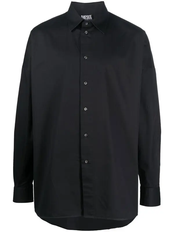 DIESEL® S-limo Logo-embroidered Shirt - Black