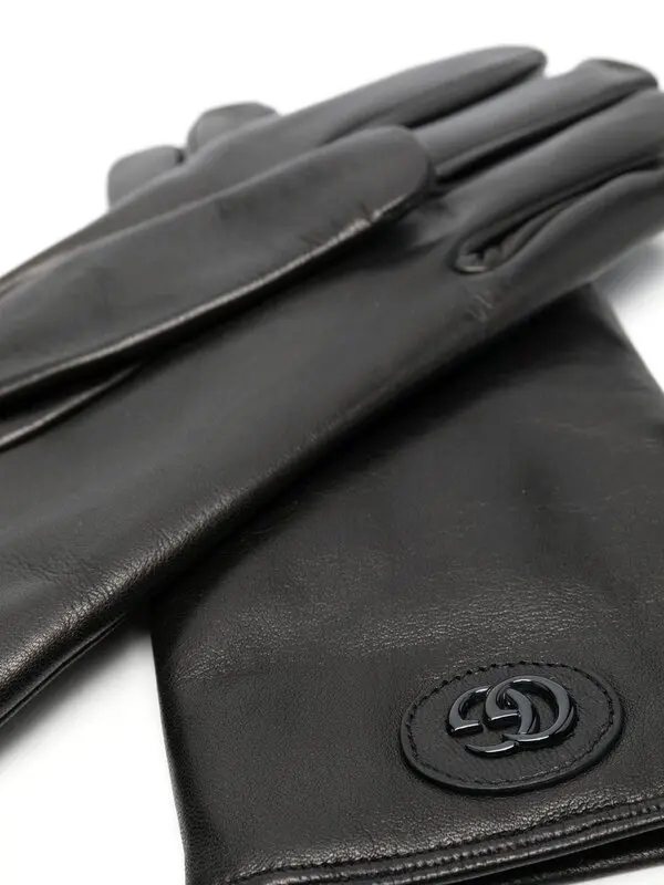 Gucci Logo Plaque Leather Gloves