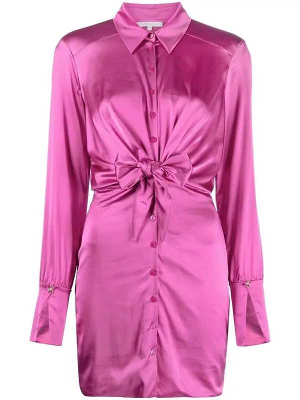 Patrizia Pepe Orchid High-shine Finish Front-knot Shirt Dress