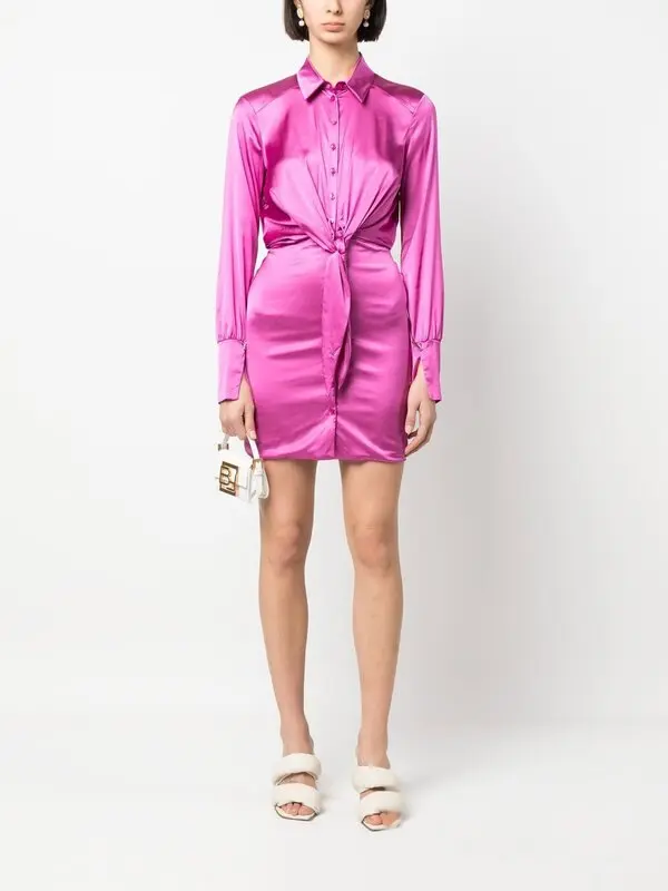 Patrizia Pepe Orchid High-shine Finish Front-knot Shirt Dress