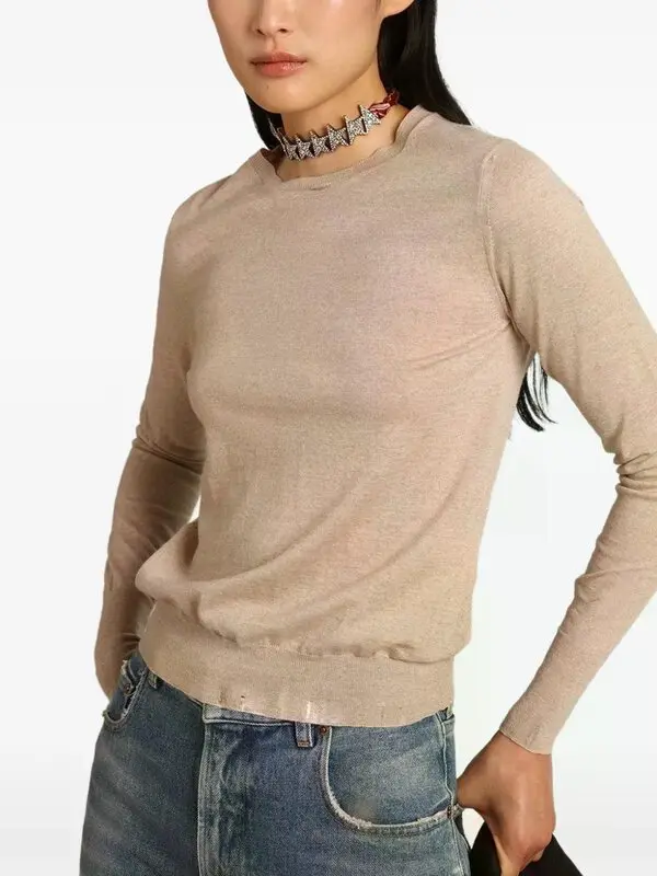 GOLDEN GOOSE Distressed Fine-knit Jumper - Neutrals