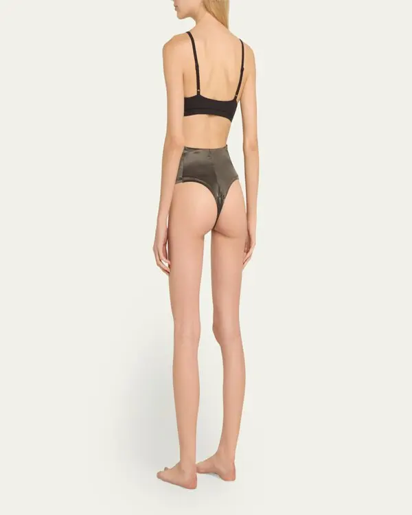 Spanx High-rise Shaping Satin Thong - Silver Moon